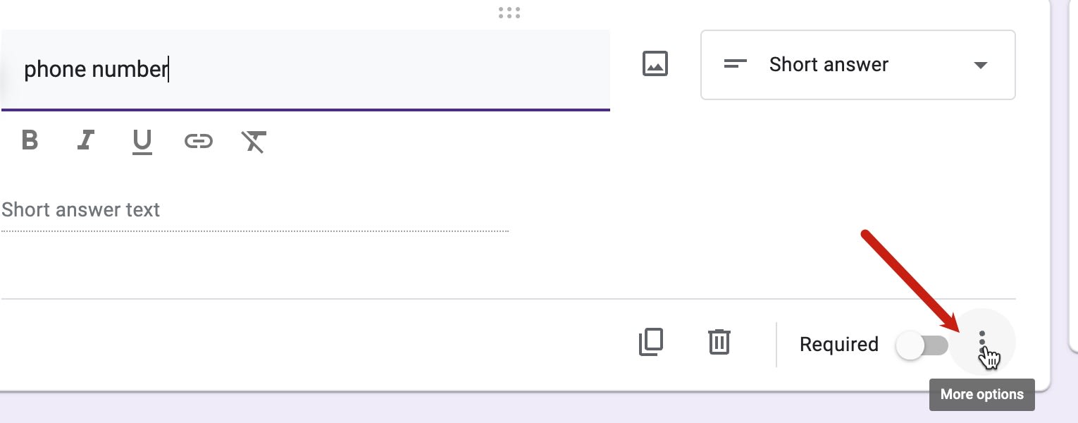 Google Forms Phone Number Validation